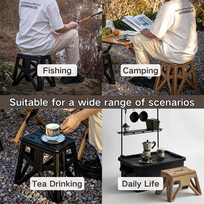 Outdoor Plastic Folding Step Stool, Portable Folding Stool for Camping ...