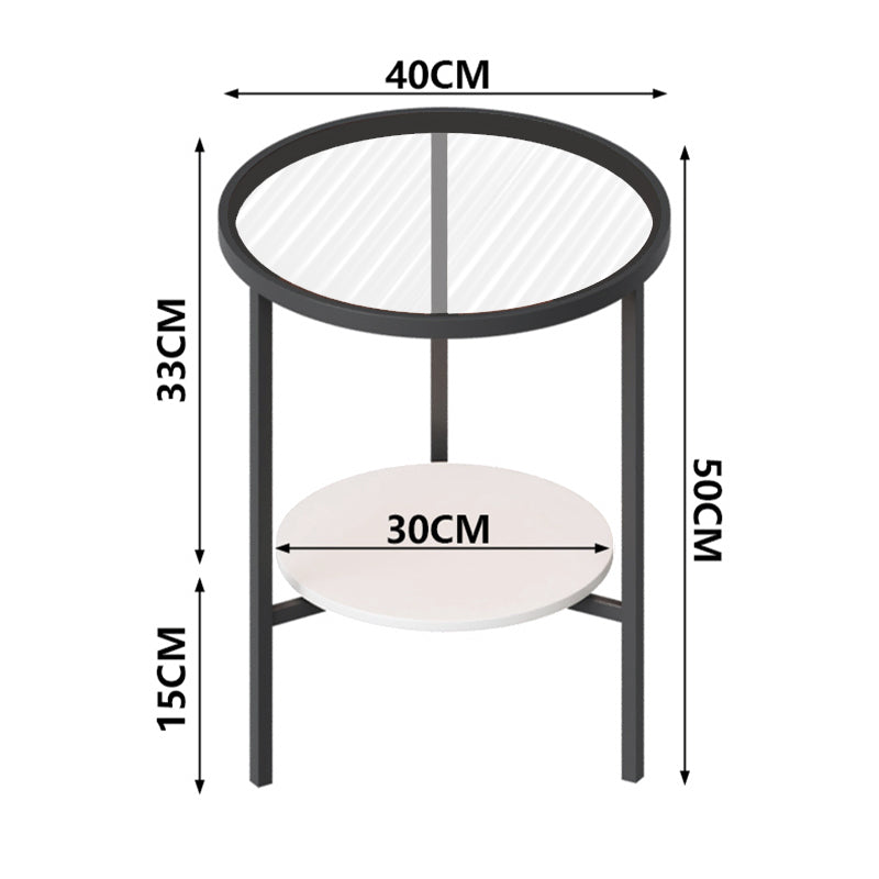 Round Glass Side Table with Shelf, 2-Tier Round Glass End Table, Small ...
