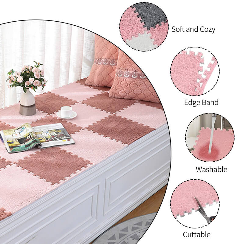 Washable Plush Interlocking Foam Floor Mat,12"x12" Foam Play Mat, EVA ...