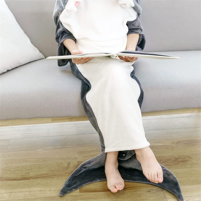 Wearable Shark Blanket for Men Women, Flannel Shark Blanket Hoodie ...