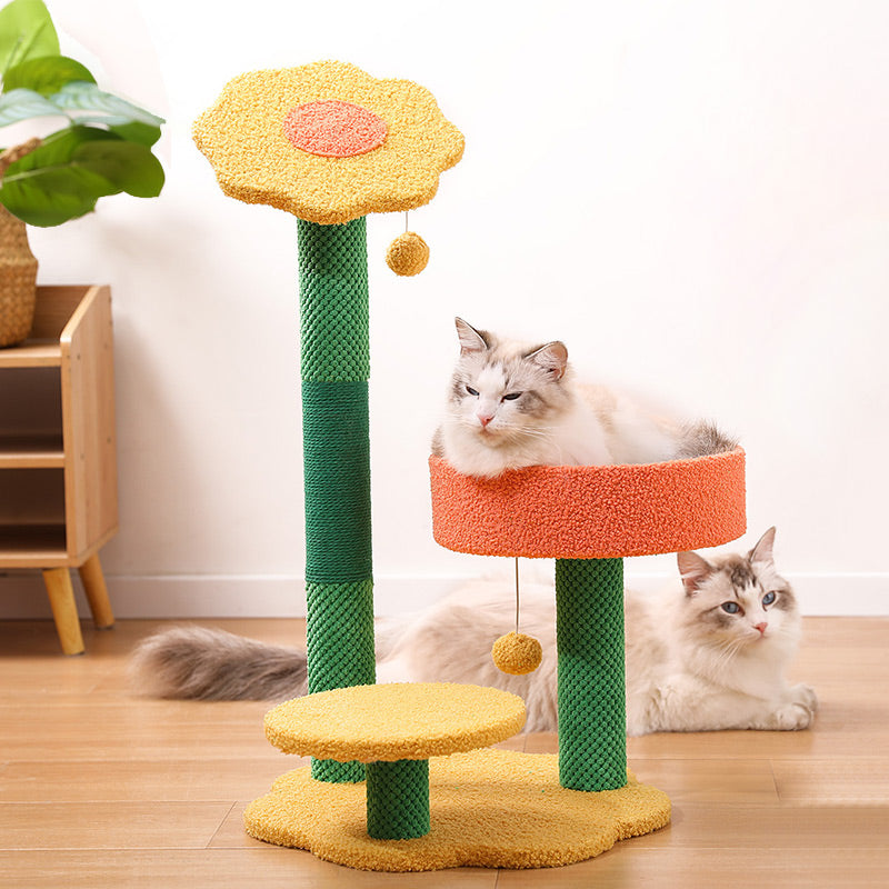 Small Cat Tree, Flower Cat Tower with Scratching Post, Sisal Scratcher ...