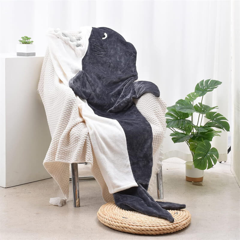Wearable Shark Blanket for Men Women, Flannel Shark Blanket Hoodie ...
