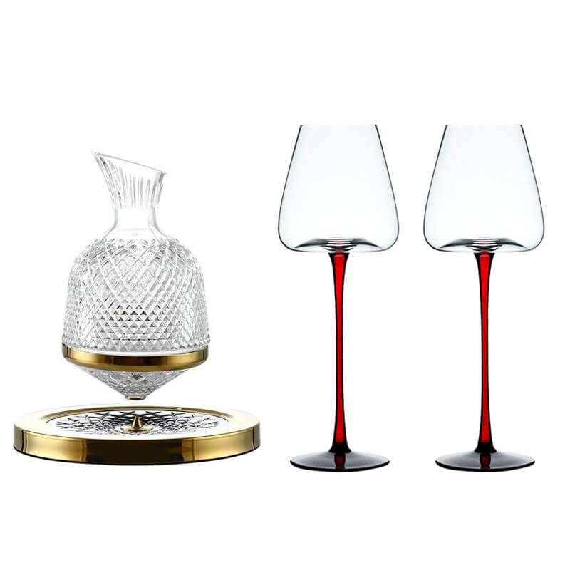 360°Rotating Crystal Wine Decanter, Spinning Wine Carafe, Glass Wine ...