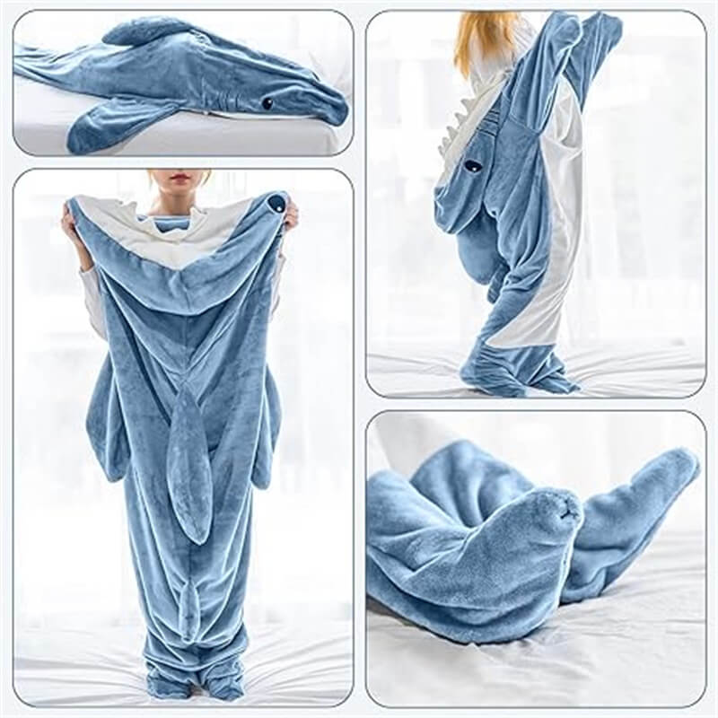 Wearable Shark Blanket for Men Women, Flannel Shark Blanket Hoodie ...