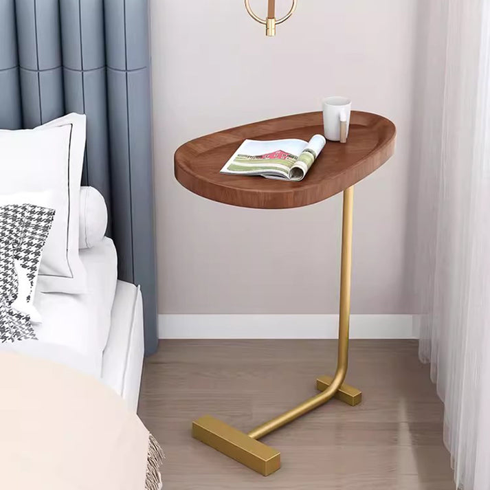 Walnut Small Side Table, C Shaped Side Table for Living Room, Oval End ...