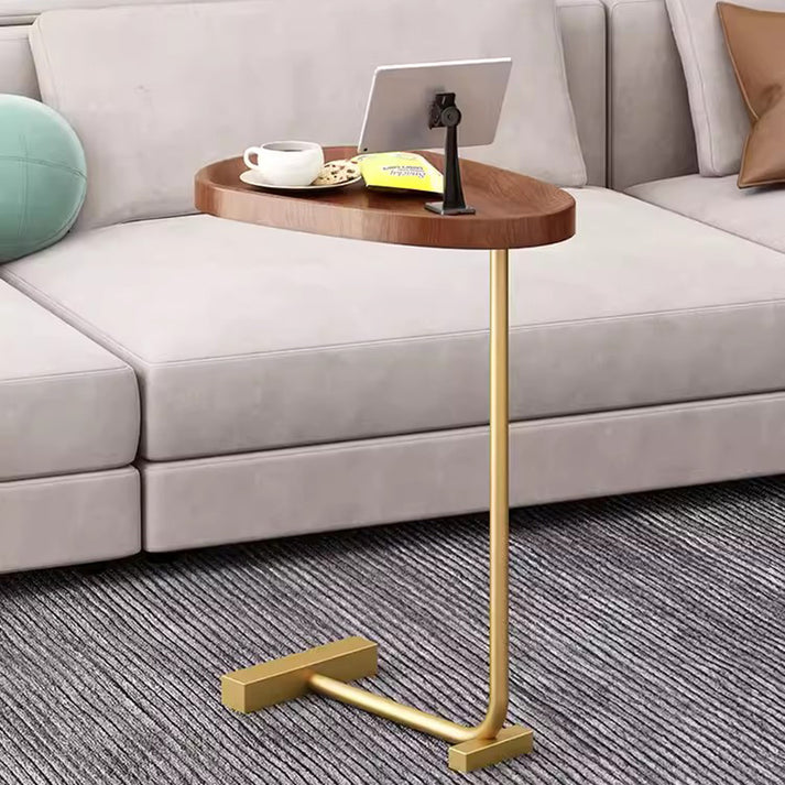 Walnut Small Side Table, C Shaped Side Table for Living Room, Oval End ...
