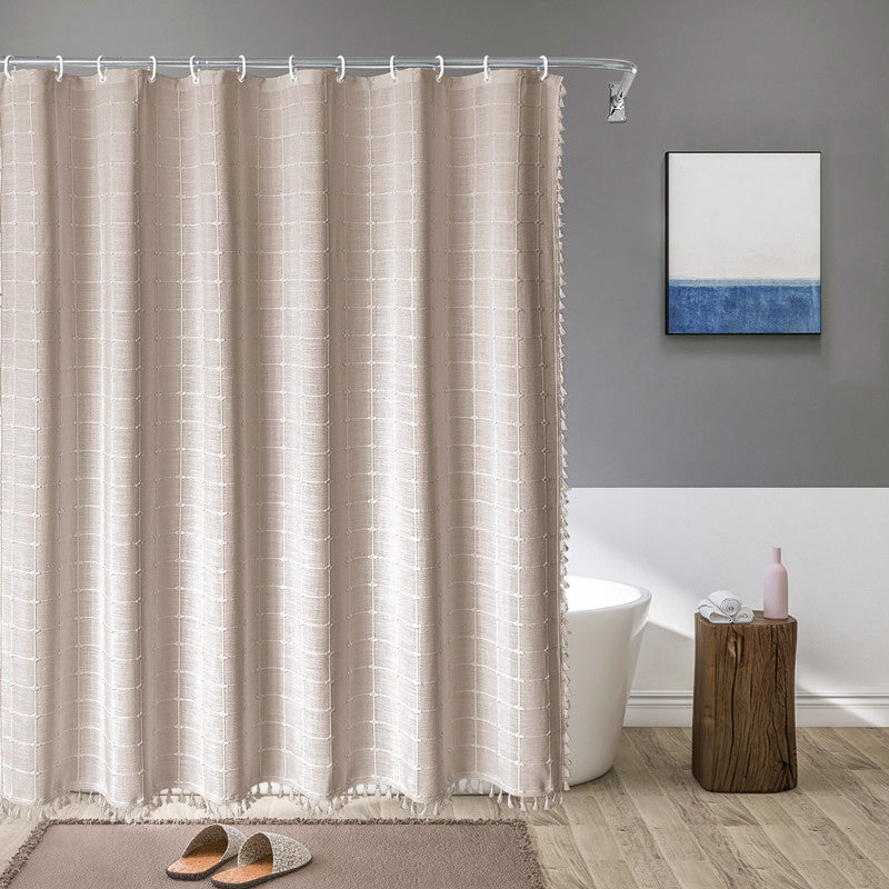 Boho Farmhouse Shower Curtain Waterproof Linen Shower Curtain Tassel Jacquard Shower Curtain LoveStyle