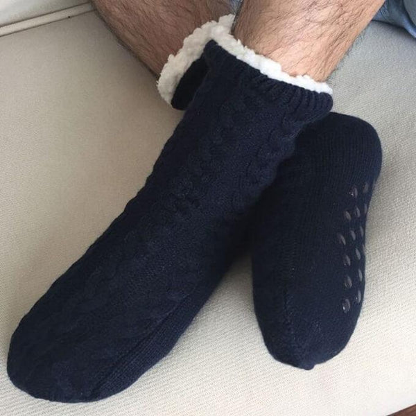 Mens Warm Non Slip Slipper Socks ,Fleece Lined Winter Fuzzy Socks ...