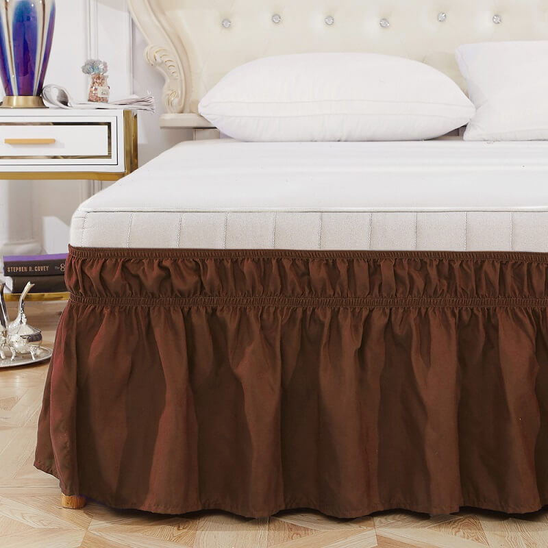 Elasticated Bed Skirt Wrap Around Bed Valance Skirt Dust Ruffled Bed