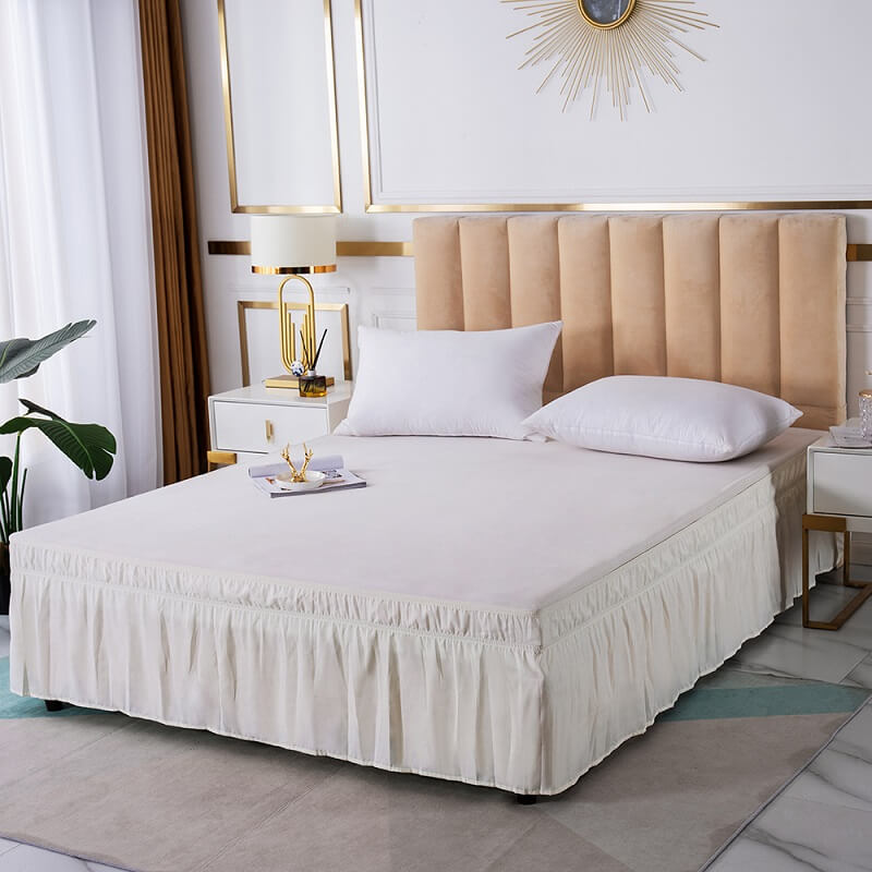 Elasticated Bed Skirt Wrap Around Bed Valance Skirt Dust Ruffled Bed