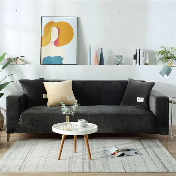 Velvet plush Stretchable Miracle Sofa Covers, Magic Fit Couch Covers ...