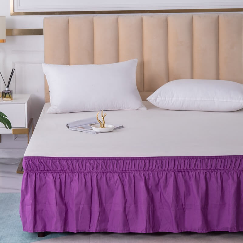 Elasticated Bed Skirt Wrap Around Bed Valance Skirt Dust Ruffled Bed