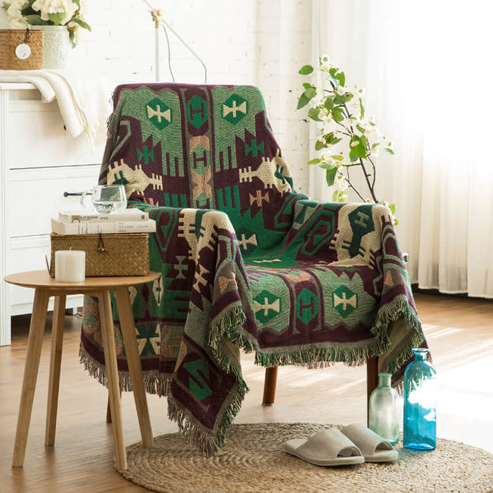 Boho Sofa Throws Blankets, Cotton Reversible Bohemian Couch Bed Throw ...