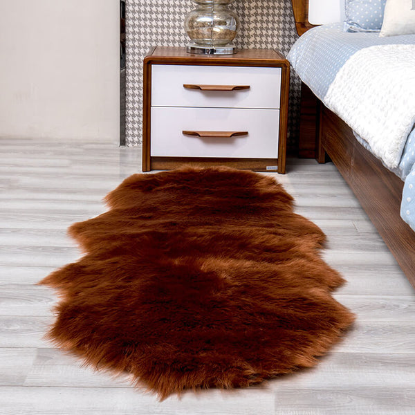 Faux Fur Sheepskin Rug, Fluffy Pelt Rug for Living Room, Anti-Skid ...