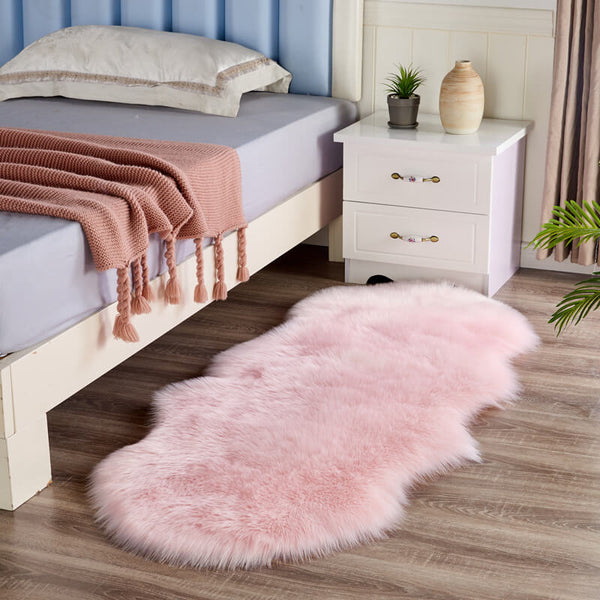 Faux Fur Sheepskin Rug, Fluffy Pelt Rug for Living Room, Anti-Skid ...