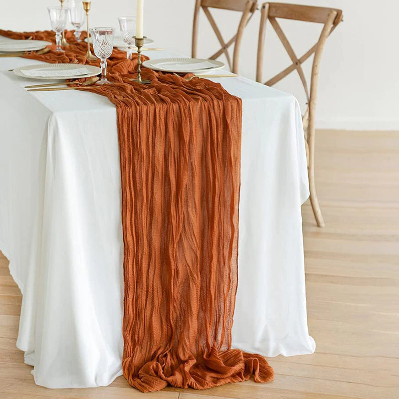 13ft Extra Long Cheesecloth Table Runners, Wrinkled Gauze Table Scarf ...